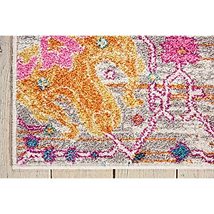 Nourison Passion Silver 5'3" x 7'3" Area -Rug, Boho, Moroccan, Bed Room, Living Room, Dining Room, Kitchen, Easy -Cleaning, Non Shedding, (5' x 7')