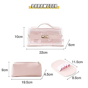 Large Capacity Pencil Pouch Portable Pen Bag Cute Cosmetic Bag Transparent Pencil Case Holder for Middle High School College Student (Purple)