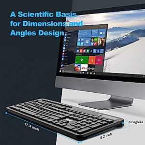NPET WK20 Wireless Keyboard for Windows, 2.4 GHz Wireless, Full-Size, Number Pad, 14 Multimedia Keys, 2-Year Battery Life, Compatible with PC, Laptop