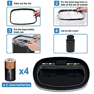 Bigacc 13 Gallon 50 Liter Kitchen Trash Can with Touch-Free & Motion Sensor, Automatic Stainless-Steel Garbage Can, Anti-Fingerprint Mute Designed Trash Bin-Black