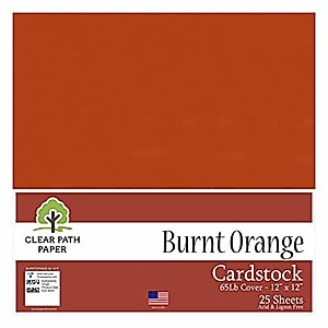 Burnt Orange Cardstock - 12 x 12 inch - 65Lb Cover - 25 Sheets