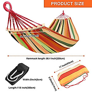 Bestrip Portable Hammock Single & Double Hammocks with Carrying Bag and 2 Tree Straps for Camping Travel Beach Outdoor 660lbs Capacity