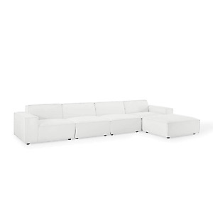 Modway Restore 5-Piece Upholstered Sectional Sofa in White