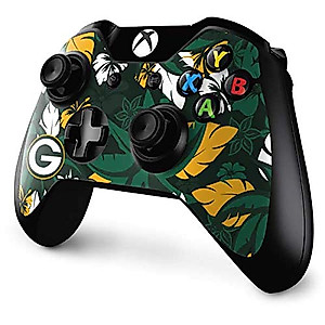 Skinit Decal Gaming Skin Compatible with Xbox One Controller - Officially Licensed NFL Green Bay Packers Tropical Print Design