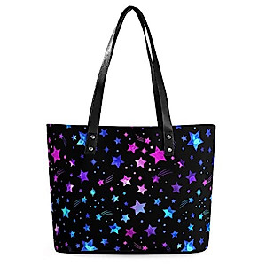 Womens Handbag Space Galaxy Constellation Stars Pattern Leather Tote Bag Top Handle Satchel Bags For Lady