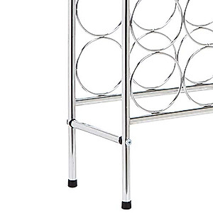 Amazon Basics Curved Metal 14-Bottle Standing Wine Holder Rack, Chrome