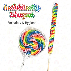12 Jumbo Rainbow Swirl Lollipops Bundle, 6 Giant 4 Inch Swirl Suckers & 6 Twisty Pops 12 inch Height,Individually Wrapped Multi-Flavored Candy, Great for Summer At The Beach