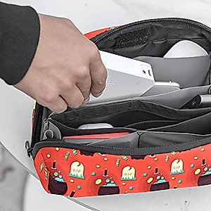 Travel Cord Organizer, Tech Organizer, Electronics Organizer, Cable Organizer Bag, Halloween Cartoon Red