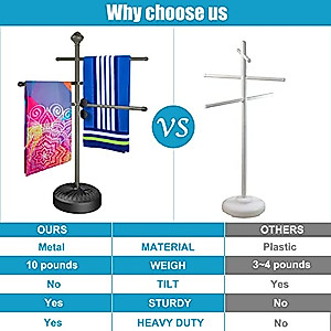 Hestiasko 57" Metal Outdoor Towel Rack for Pool with 3 Adjustable Bars, Hot Tub Accessories for Adults, Upscale Pool Towel Rack - Gray