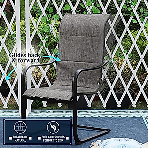 Sophia & William Patio Dining Chairs C Spring Motion Chairs for 6 High Back Patio Chairs Quick Dry Textilene Outdoor Furniture Support 350lbs for Lawn Garden Balcony Pool Backyard Weather Resistant