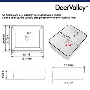 DeerValley DV-1V0002 Bathroom Sink 19" x 15" Bathroom Vessel Sink Rectangular Above Counter Vessel Sink, White Body Black Trim