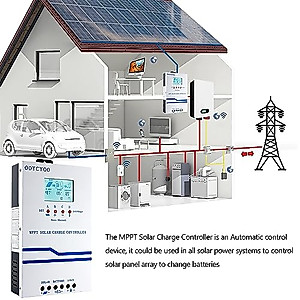 OOYCYOO MPPT Solar Charge Controller 60 amp, 12V 24V 36V 48V Auto 60A Solar Panel Charge Regulator, Max 160V Input with LCD Display for Lead-Acid Sealed Gel AGM Flooded Lithium Battery
