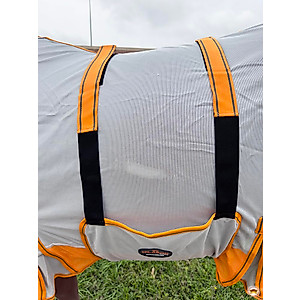 HILASON 78" Inches Horse Fly Sheet with Neck UV Protect Mesh Bug Mosquito Summer White/Orange | Horse Fly Sheet | Horse Western Fly Sheet | Fly Sheets for Horses | Mosquitoes Protection for Horses