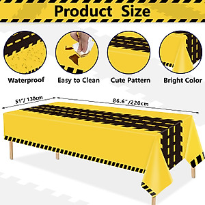 Dvaorc 4 Pack Construction Party Tablecloths Rectangle Construction Table Covers Dump Truck Birthday Table Cloth for Kids Boys Birthday Construction Birthday Party Supplies 51 x 86 Inch