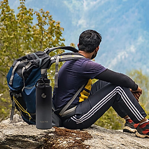 COKTIK 128 oz/ One Gallon Water Bottle Insulated, Double Walled Vacumm Metal Stainless Steel Sports Water Bottle with Reusable 2 Lids for Sports, Gym, Fitness or Office(Gray Gradient)