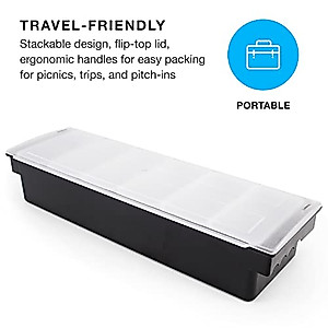 Bar Top Food & Condiment Dispenser - 6 Tray Plastic Garnish Station with Lid for Bartending & Serving Taco, Ice Cream, Fruit, & Salad Bar - Topping Organizer for Restaurant Supplies & Accessories