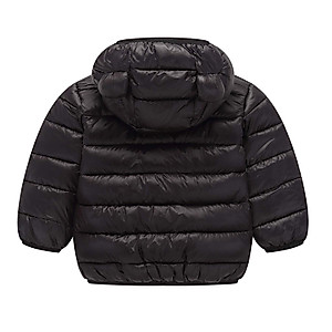 WUSENST Baby Boys Girls Winter Coats Hoods Light Puffer Down Jacket Outwear Black