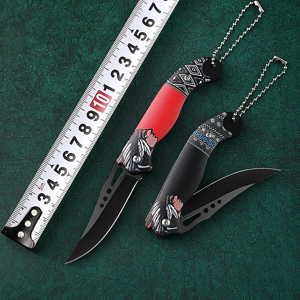 SELUCREH Mini Folding Knife for EDC,Stainless Steel Blade with Indiana Totem, Pocket Clip for Men or Women. (Black)