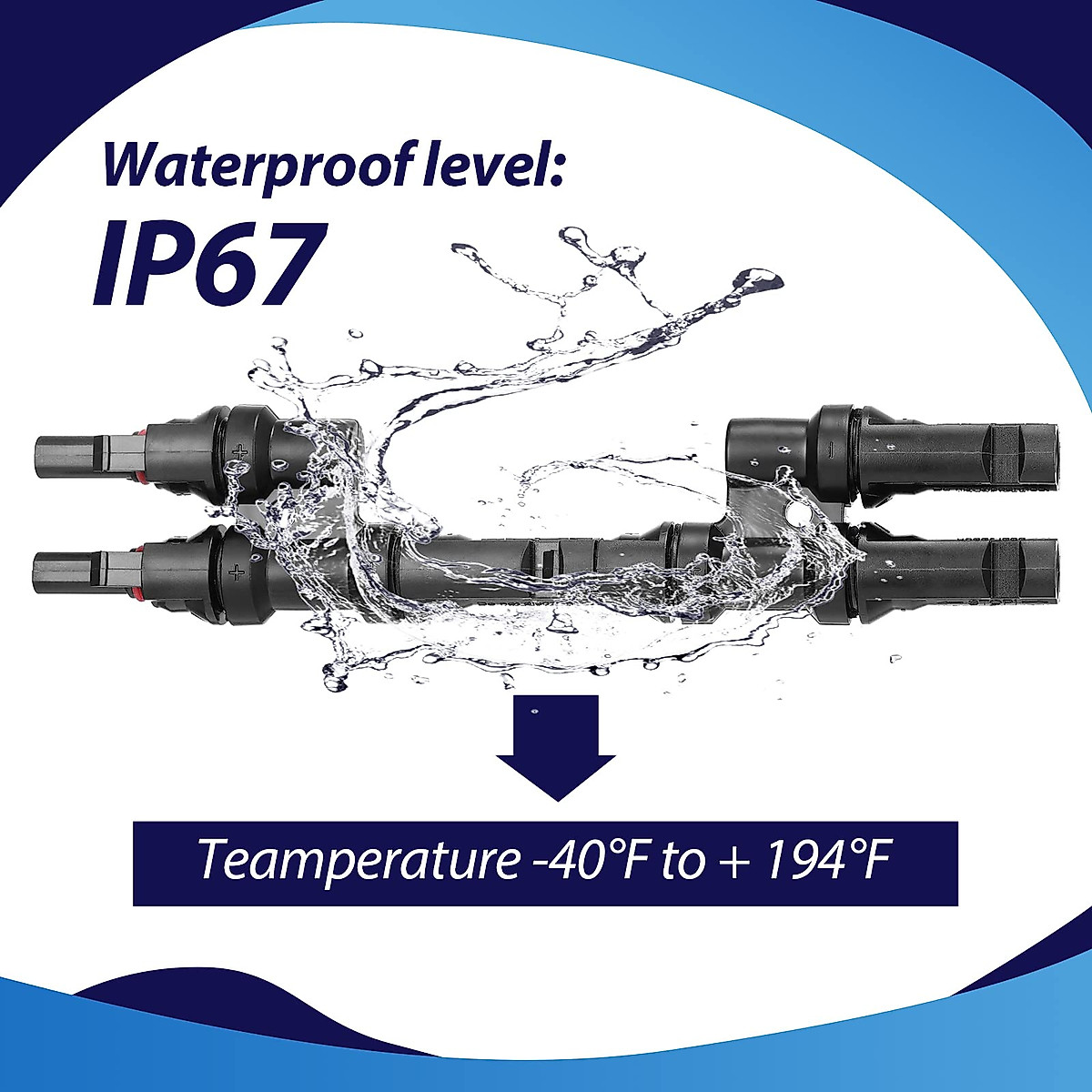 10 Pairs Solar Branch Connectors Y Connector Waterproof Solar Panel Connector Solar Wind Power Parts and Accessories for Parallel Connection Between Solar Panels
