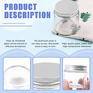 Glarks 12 Pack 2oz 4oz 8oz Glass Jars with Lids, Round Clear Glass Jars with Inner Liner and Silver Lids for Storing Creams, Beauty Products, Cosmetic, Lotion and Ointments