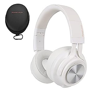 PowerLocus P3 Wireless Bluetooth Headphones Over-Ear, [40h Playtime, Bluetooth 5.0] Foldable Stereo Wireless/Wired Headphone Over Ear with Mic Deep Bass Headset for iOS/Android/Laptop/PC/TV - White