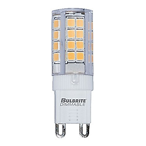 Bulbrite LED Mini T4 Dimmable Bi-Pin Base (G9) Light Bulb 40 Watt Equivalent 3000K, Clear 1-Pack