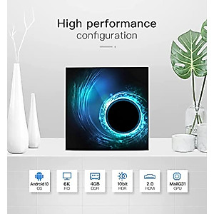 Android 10.0 TV Box 4GB / 32GB, Dual WiFi 2.4GHz/5GHz Bluetooth 5.0 6K Ultra HD/ 3D/ H.265 Ethernet with Mini Wireless Backlit Keyboard
