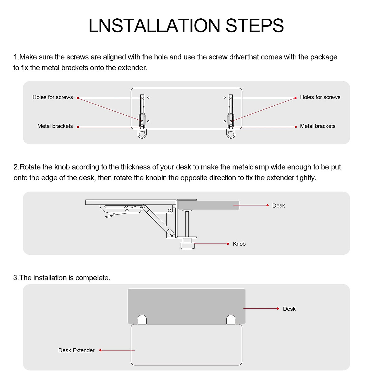Vaydeer Ergonomic Desk Extender for Keyboard Foldable Keyboard Tray Desk Organizer