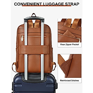BOSTANTEN Leather Laptop Backpack for Women 15.6 inch Computer Bag Stylish College Daypack Travel Bag