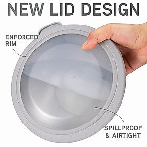 COOK WITH COLOR Mixing Bowls Set with TPR Lids - 12 Piece Plastic Nesting Bowls Set includes 6 Prep Bowls and 6 Lids, Microwave Safe (Grey)