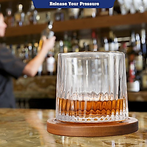 Crystal Whiskey glasses set of 2,Rotatable -10 Oz old fashioned whiskey glasses,bar whiskey glasses,style glassware for bourbon,perfect Idea for scotch lovers,glasses for scotch, rum, Glacier