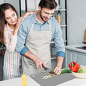 ZVP Plastic Cutting Boards, Flexible Cutting Mats for Cooking, Cutting Boards for Kitchen Dishwasher Safe, Food Icons, Anti-slip, BPA Free, Gradient Grey Set of 3, 15x12In