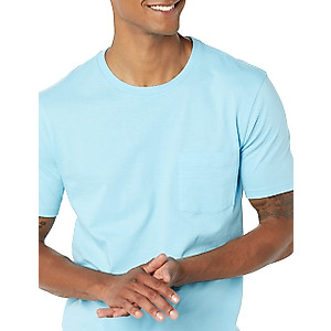 Amazon Essentials Men's Slim-Fit Short-Sleeve Crewneck Pocket T-Shirt, Pack of 2, Light Blue, X-Large