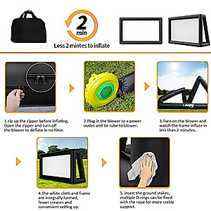 CZGBRO Inflatable Projector Screen - Outdoor Movie Screen Blow Up for Movie Parties Backyard Outside with Air Blower and Carry Bag, Front and Rear Projection (28FT with Blower)