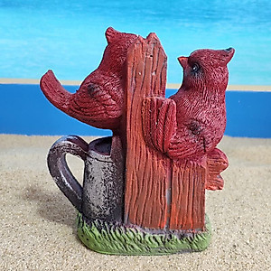 FEIYU BUY Garden Bird Statue Simulation Art Crafts Resin Bird Decorative Figurines Animal Garden Statues Birds Sculpture for Desktop Lawn Bookcase Home Decor (Red)