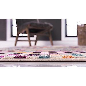 Unique Loom Chromatic Collection Modern Geometric & Vibrant Abstract Area Rug For Any Home Décor (5' 0 x 8' 0 Rectangular, Multi/ Beige)