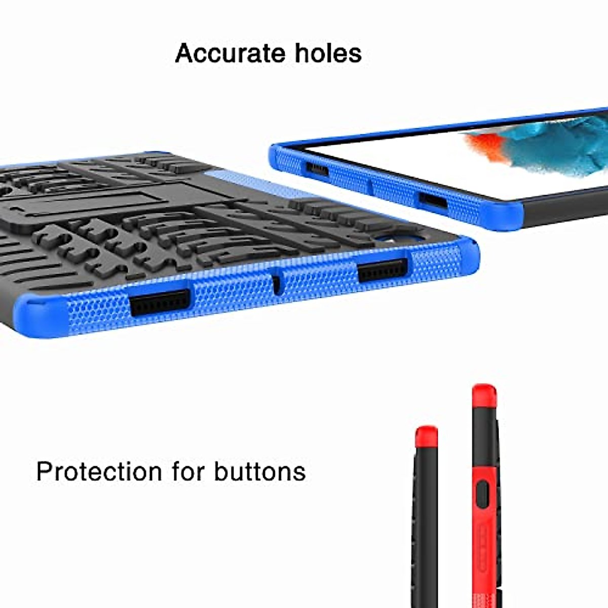 Tablet PC Case Tablet Cover Compatible with Samsung Galaxy TAB A8 10.5 X200 / X205(2021) Tire Texture Shockproof TPU+PC Protective Case with Folding Handle Stand Protective Cover (Color : Orange)