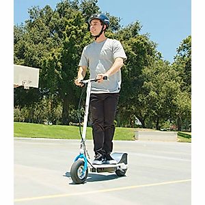 Razor E300 Electric Scooter - 9" Air-filled Tires, Up to 15 mph and 10 Miles Range, White/Blue