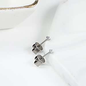 TGNEL 2mm Titanium Earrings Cubic Zirconia Earrings for Women, Tiny Titanium Stud Earring Hypoallergenic for Women Men Sensitive Ear