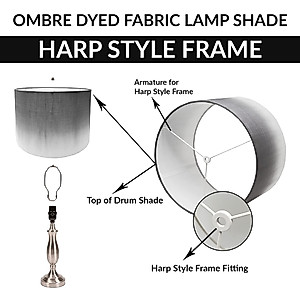 POPULAR LIFE HOME Twilight Ombre Dyed Fabric Lampshade | Hand Dyed, Ombre Color, Bohemian, Gray, 14" x 11”