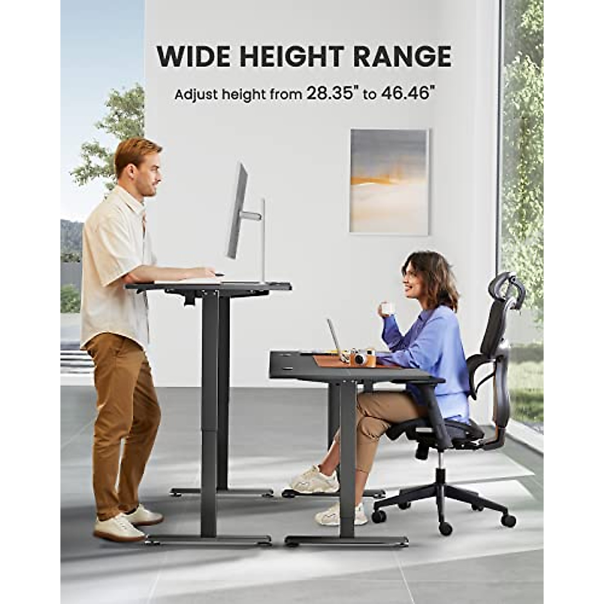 ErGear Height Adjustable Electric Standing Desk Dual Monitor Desk Mount