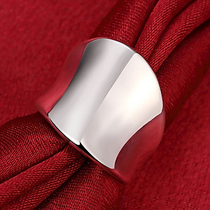 Cutesmile Fashion Jewelry 925 Sterling Silver Cool Plain 22MM Wide Front Design Band Ring (6)