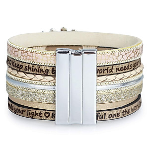 Suyi 18th Birthday Gifts for Women Leather Wrap Bracelet Multilayer Magnetic Buckle Bracelet 18th