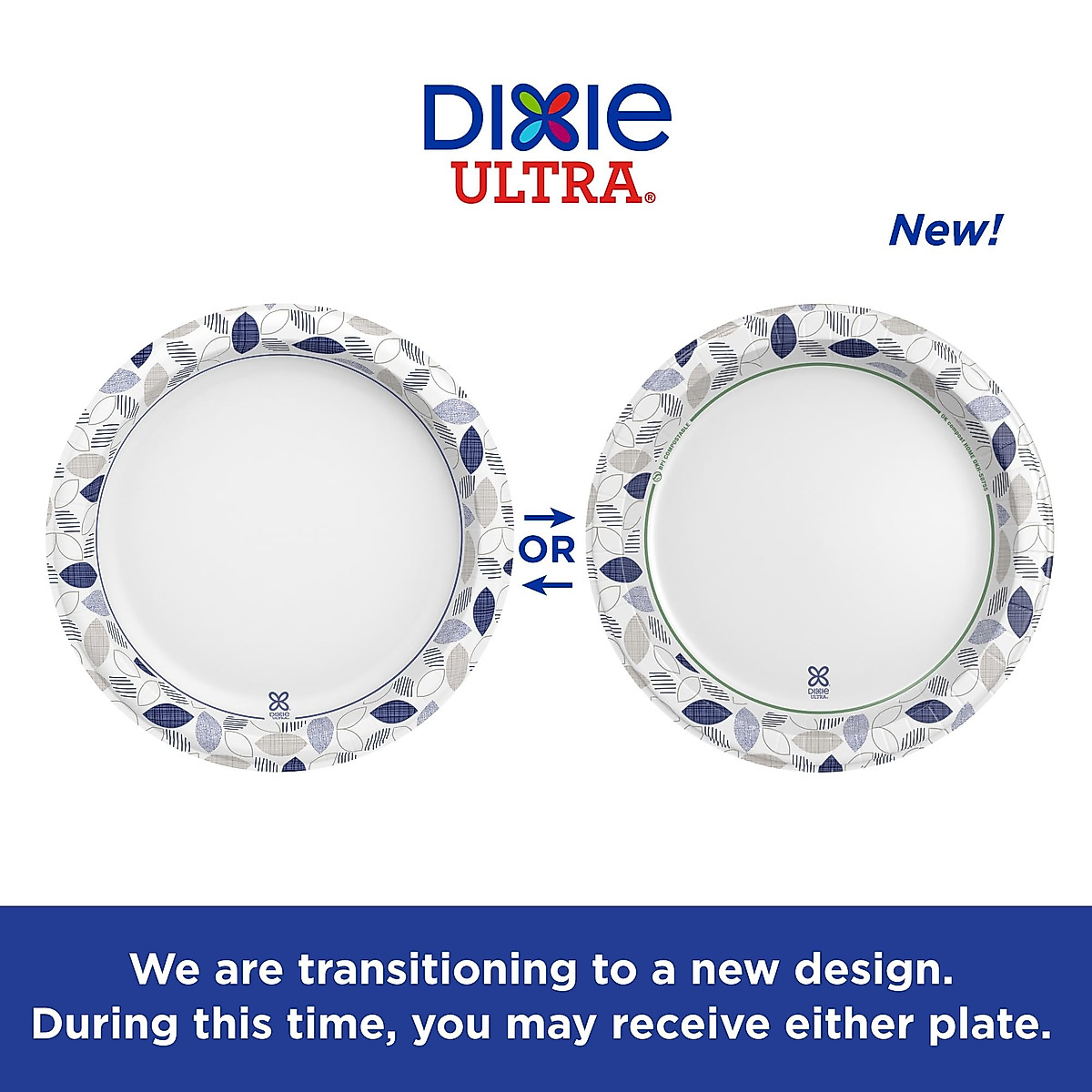 Dixie Ultra Paper Plates, 10 1/16 inch, Dinner Size Printed Disposable Plate, 172 Count (4 Packs of 43 Plates), Packaging and Design May Vary