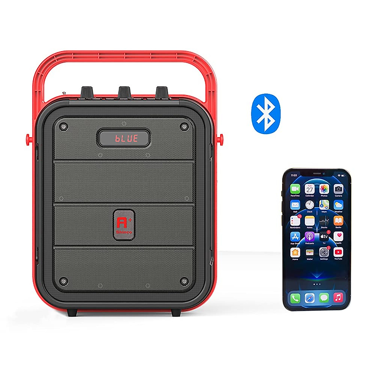 Shinco Bluetooth PA System with Wireless Microphone, FM Radio and Remote Control, Great for Home, Party, Travel, Church