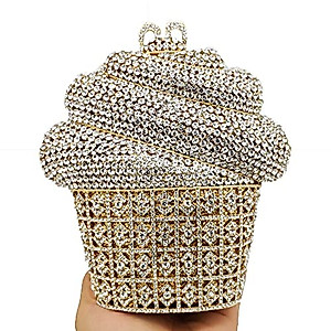 China Factory Price Metal Strap Women Crystal Rhinestone Clutch Bag For Formal Party Fun Ice Cream Evening Bag Pink 2 17X17X5CM
