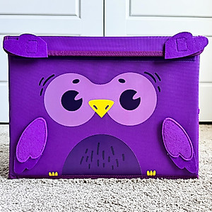 QUOKKA Large Toy Storage Box Unicorn & Small Toy Storage Box Owl Playroom Organizers