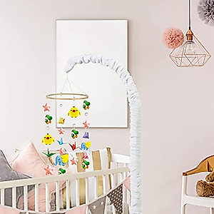 2 Pieces Nursery Crib Mobile Arm Cover Baby Crib Mobile Bed Bell Holder Cover Infant Music Box Toy Holder Cover Wind Chime Bracket Fabric Cover for Crib Mobile Arm DIY Mobile (White)