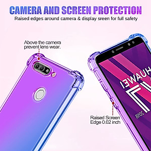 Gufuwo Case for Y7 2018/Y7 Prime 2018/Y7 Pro 2018/Honor 7C/Enjoy 8 Cute Case Girls Women, Gradient Slim Anti Scratch Soft TPU Phone Cover Shockproof Protective Case for Huawei Y7 2018 (Purple/Blue)
