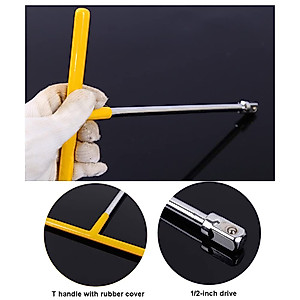 PANSHIYON T Handle Wrench,1/2-Inch Drive T Handle Socket Driver with 1/4” and 3/8” Adaptors, 1/2” T-Handle Socket Wrench(3pcs),Yellow